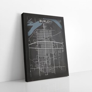 Burley Idaho Charcoal Street Map | Hanging Canvas Map of Burley ...