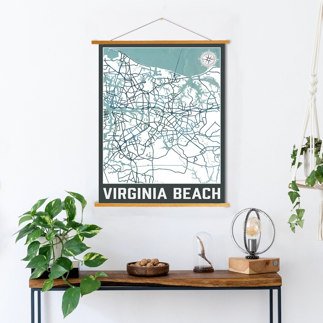 Virginia Beach Street Map | Hanging Canvas Map of Virginia Beach ...