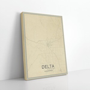 Delta Colorado Weathered Street Map | Hanging Canvas Map of Delta ...