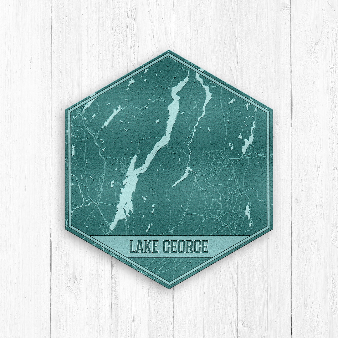 Lake George New York Hexagon Print, Lake George Canvas, Teal Blue Lake ...