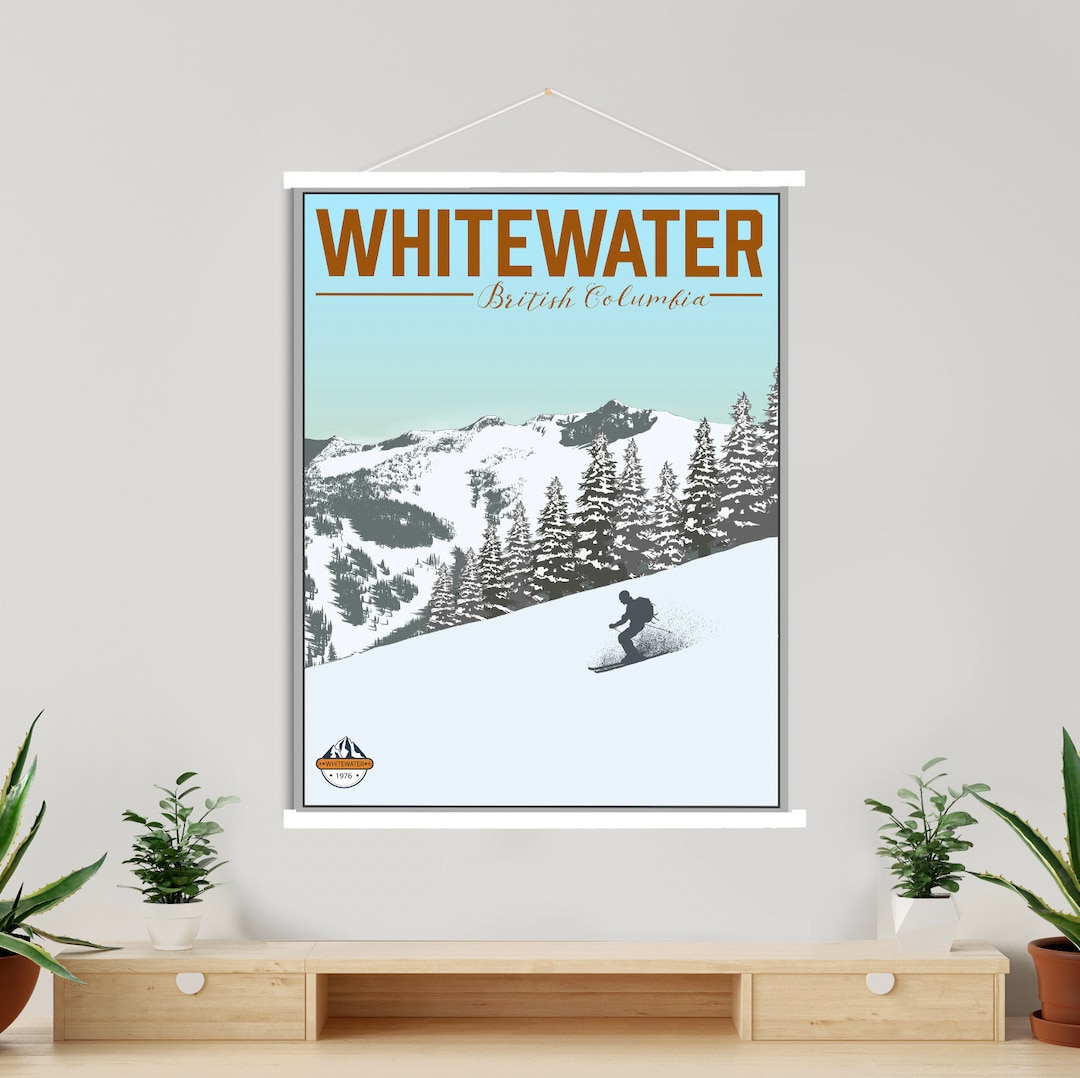 Whitewater British Columbia Skiresort illustratie afdrukken Hangend ...