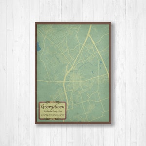 Georgetown Texas Vintage Street Map | Hanging Canvas Map of Georgetown ...