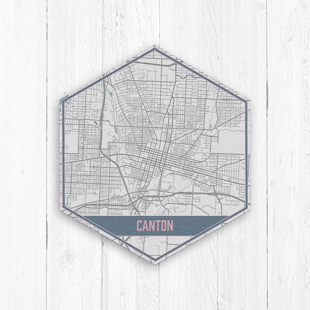 Canton Ohio Street Map, Canton Ohio Hexagon, Gray and Blue Street Map ...