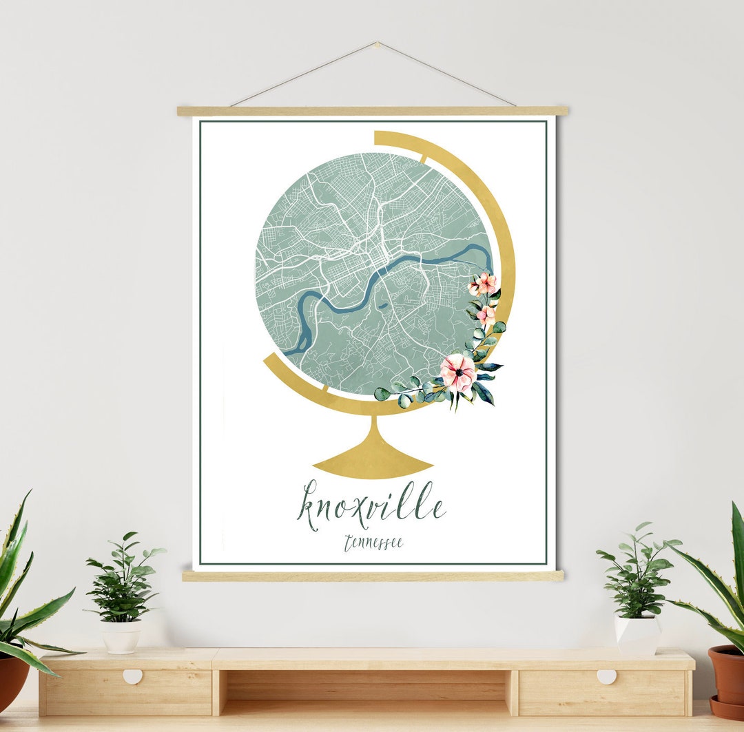 Knoxville Tennessee Globe Street Map Hanging Canvas Map of - Etsy