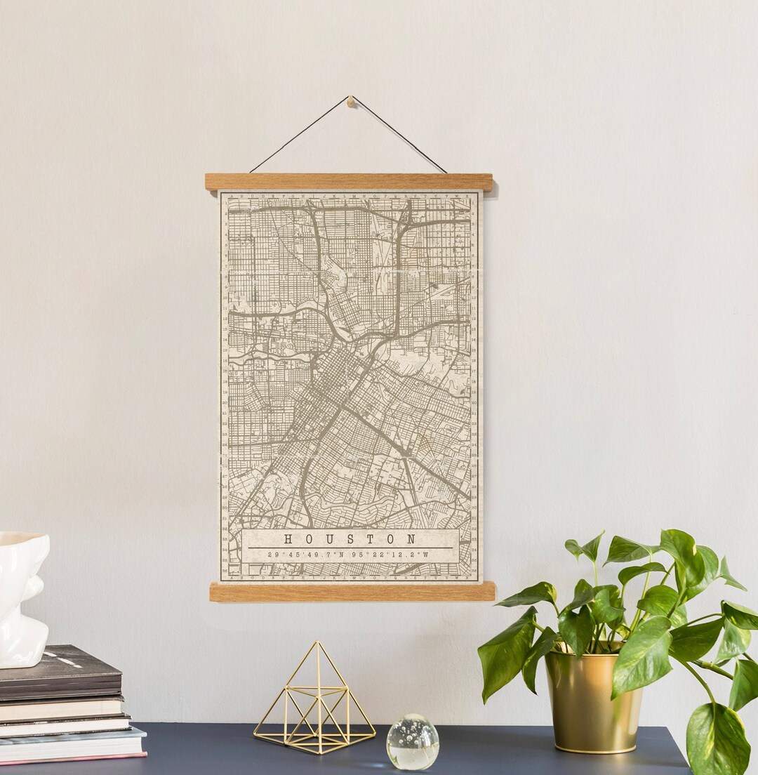 Houston, Texas Street Map Print | Houston Hanging Canvas Print ...