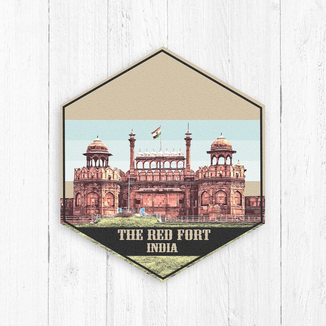 The Red Fort India Hexagon Illustration by Printed Marketplace - Etsy