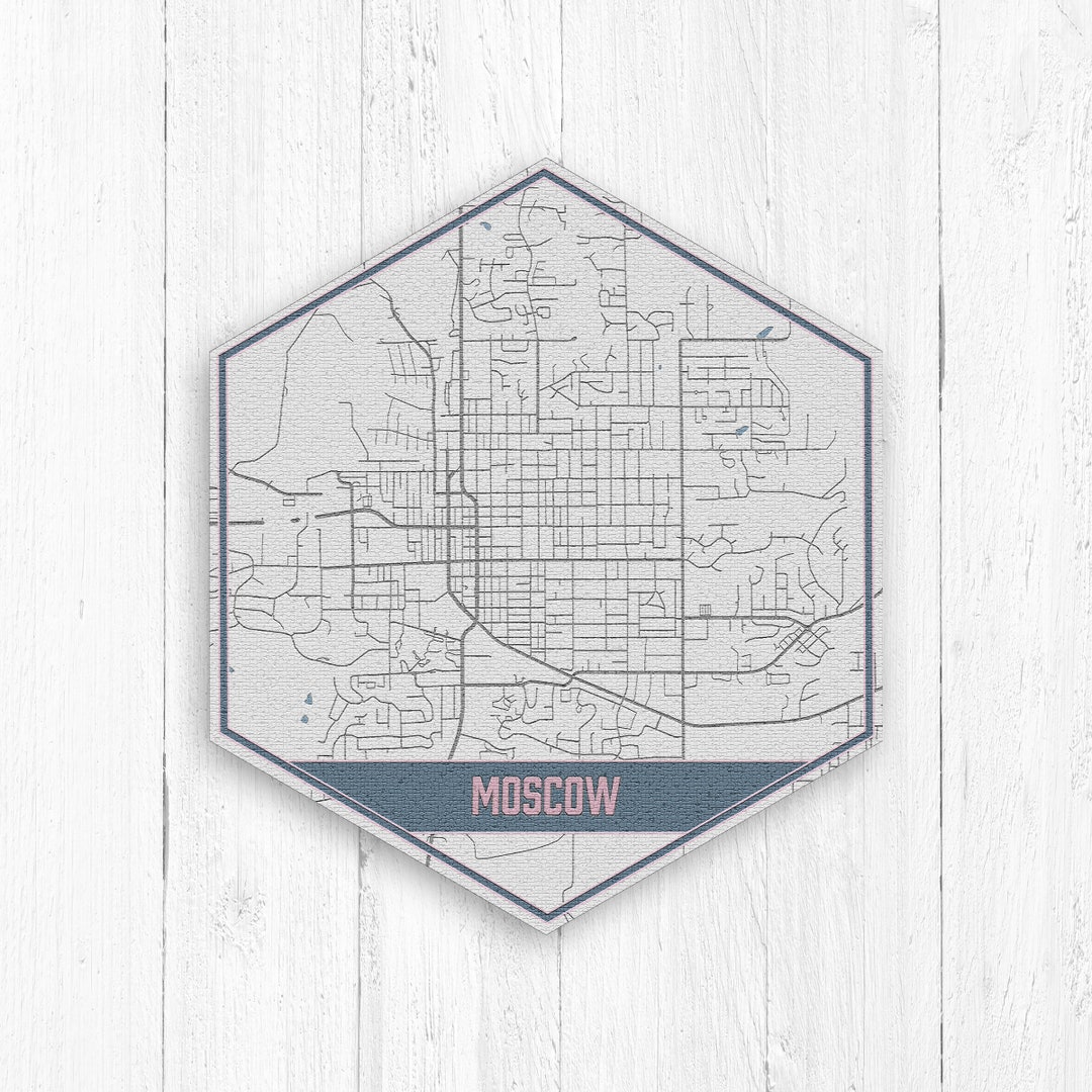 Moscow Idaho Street Map, Moscow Idaho Hexagon, Gray and Blue Street Map ...