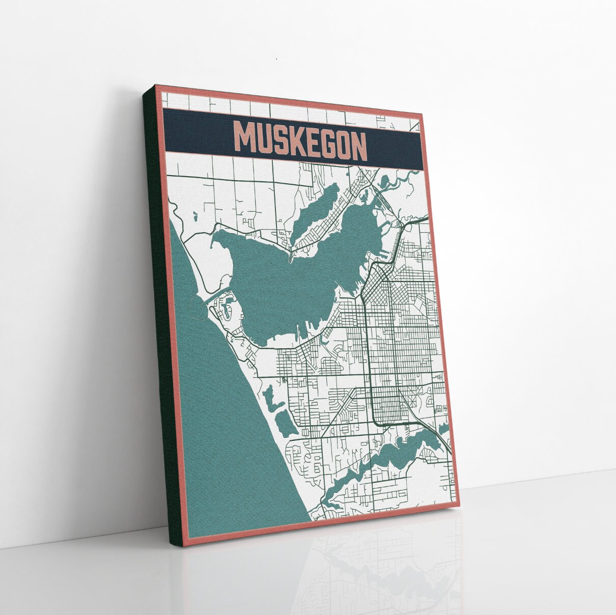 Muskegon Michigan Street Map Hanging Canvas Map of Muskegon - Etsy UK