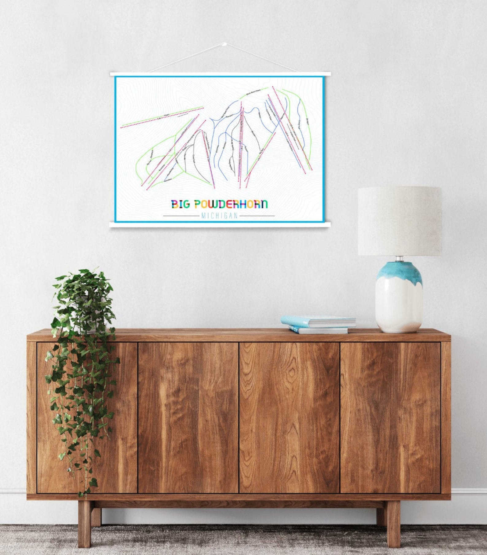 Big Powderhorn Michigan Ski Trail Map Hanging Canvas of Big - Etsy