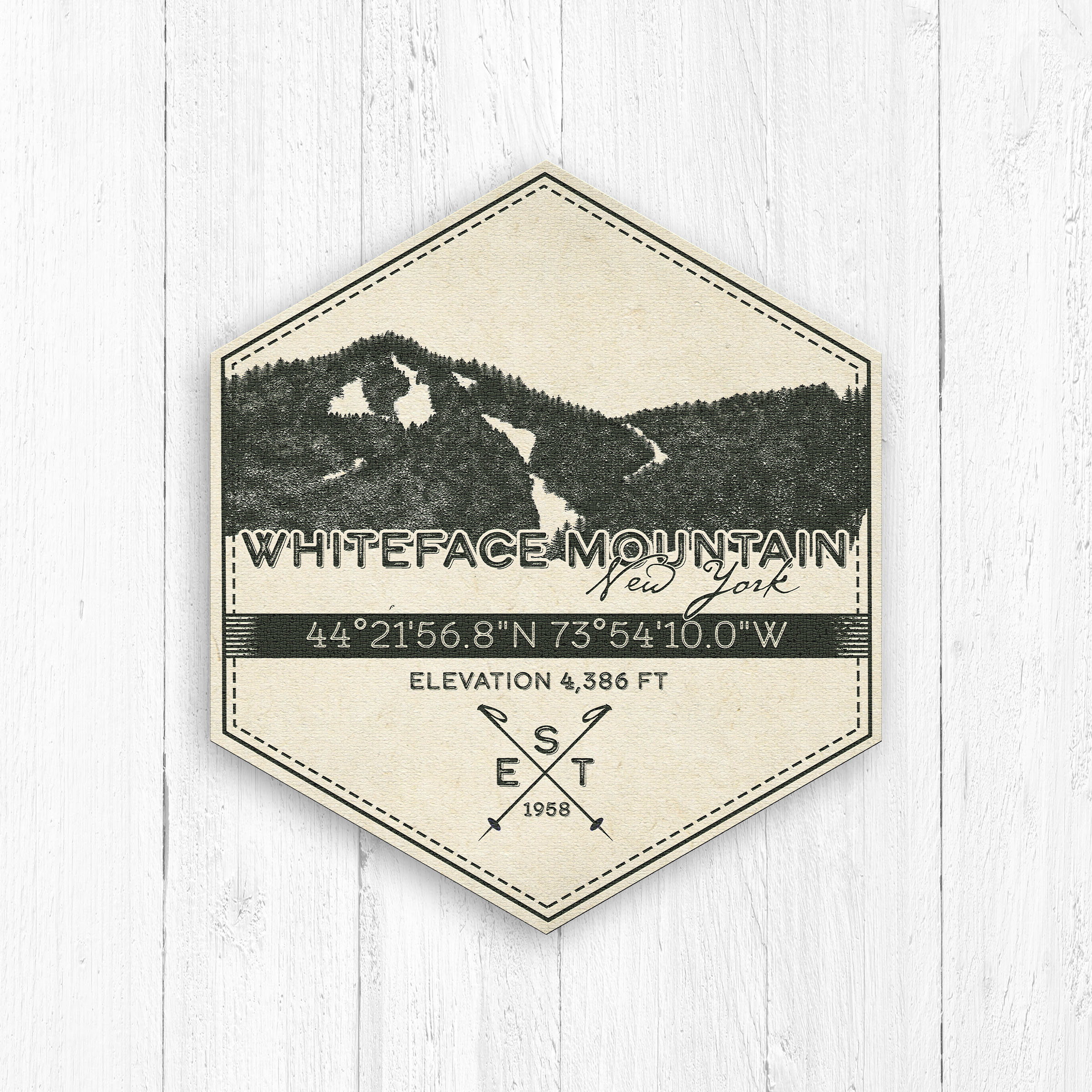 Whiteface Mountain Ski Resort Hexagon Badge by Printed Marketplace - Etsy
