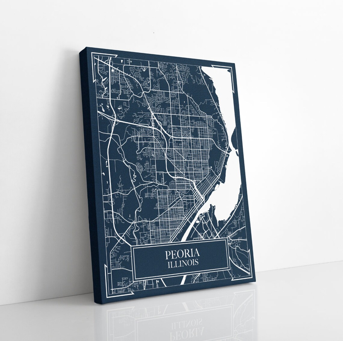 Peoria Illinois Blueprint Street Map Hanging Canvas Map of - Etsy