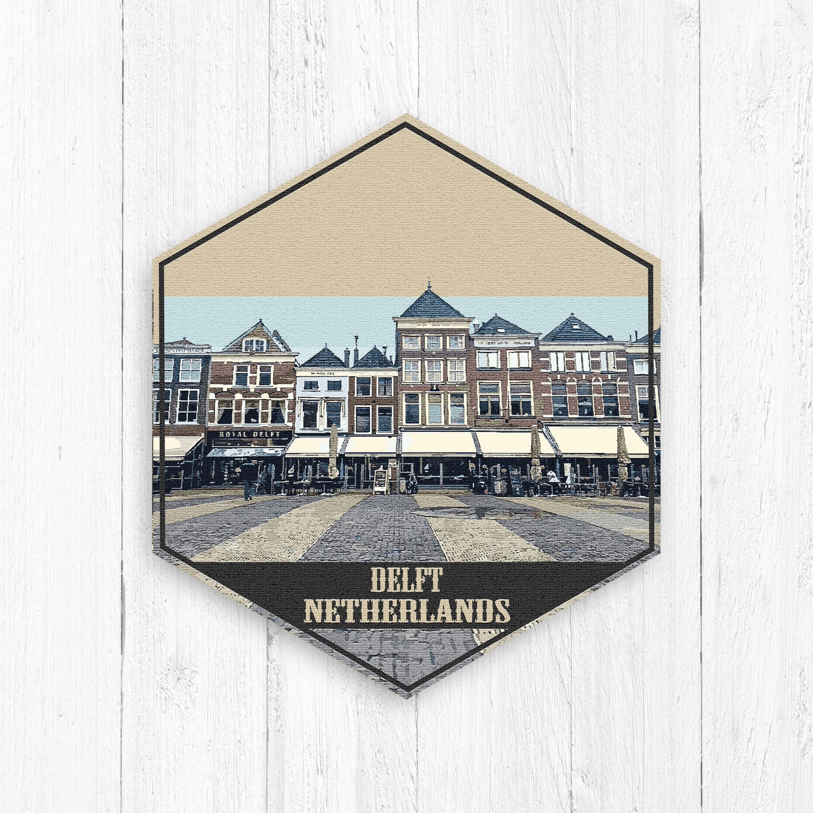 Delft Netherlands Hexagon Illustration by Printed Marketplace - Etsy