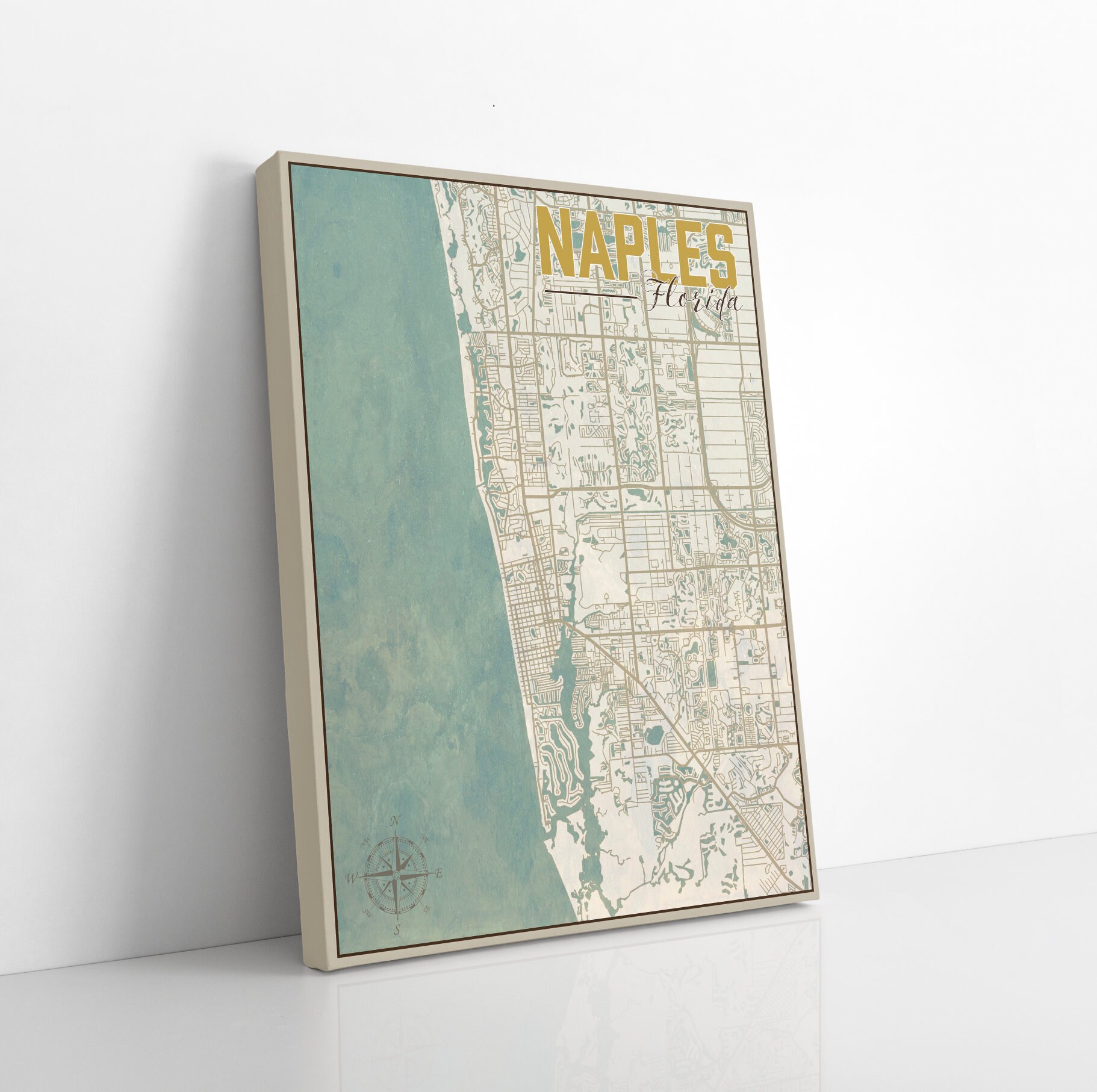 Naples Florida Street Map Hanging Canvas Map of Naples - Etsy