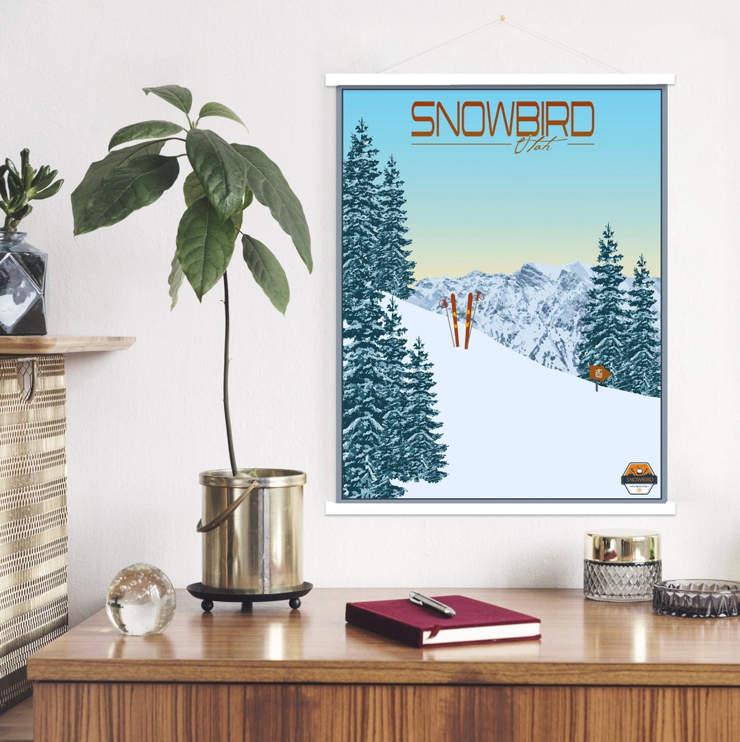 Snowbird Utah Modern Illustration Print | Hanging Canvas of Snowbird ...