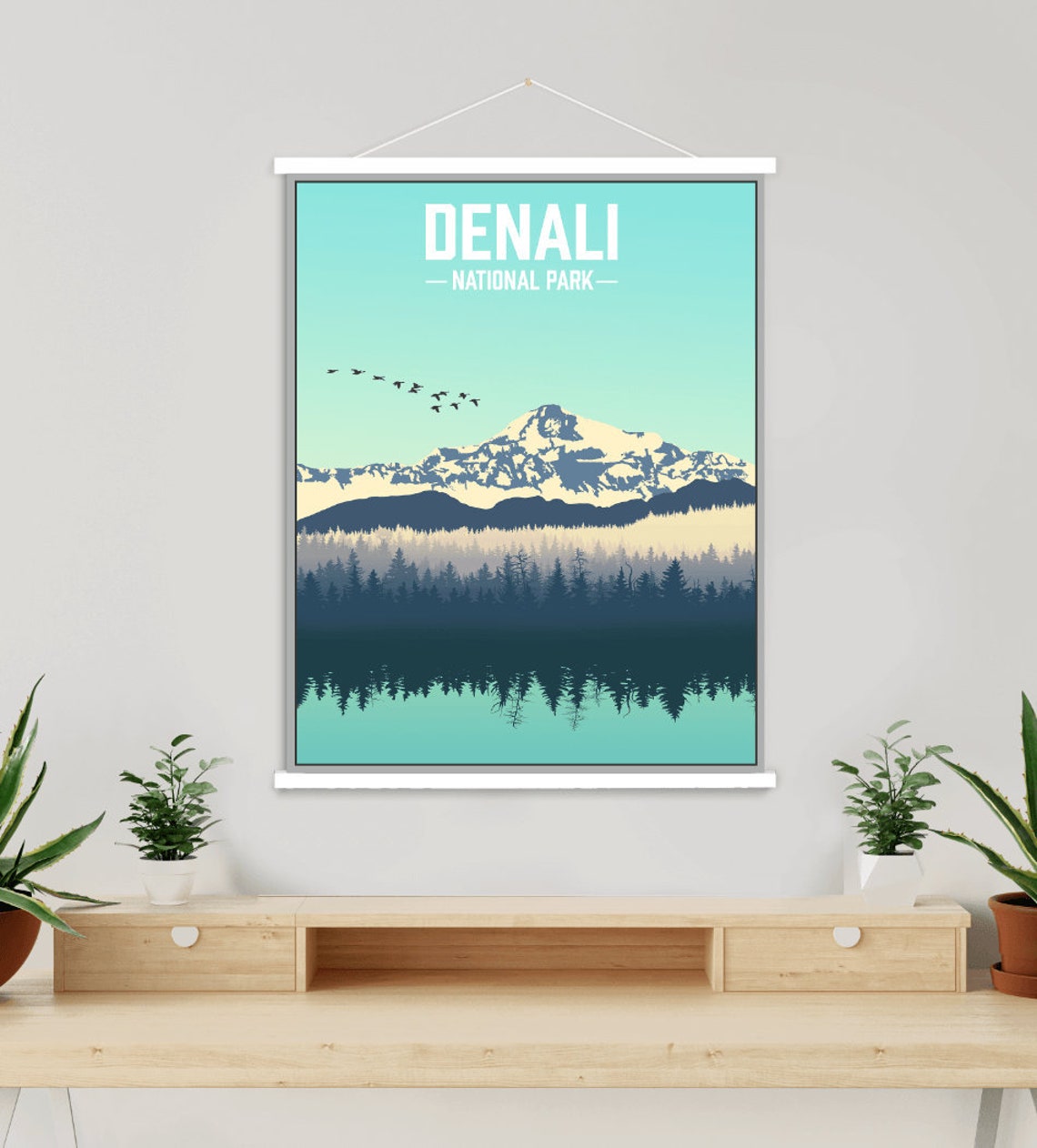 Denali National Park Alaska Modern Illustration Print | Denali Magnetic ...