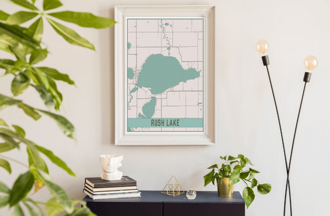 Rush Lake Minnesota Map Print Rush Lake Magnetic Poster | Etsy