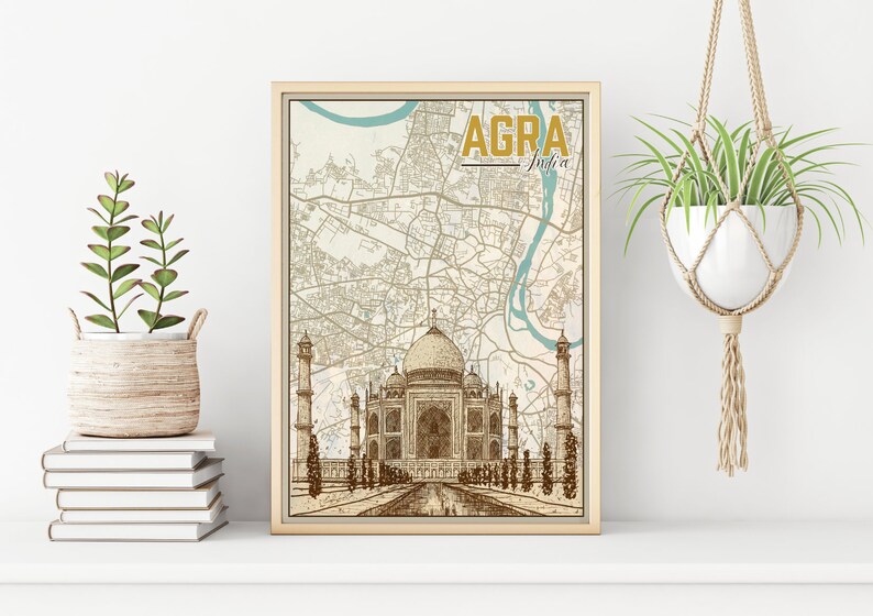 Agra India City Street Map Hanging Canvas Map of Agra India - Etsy