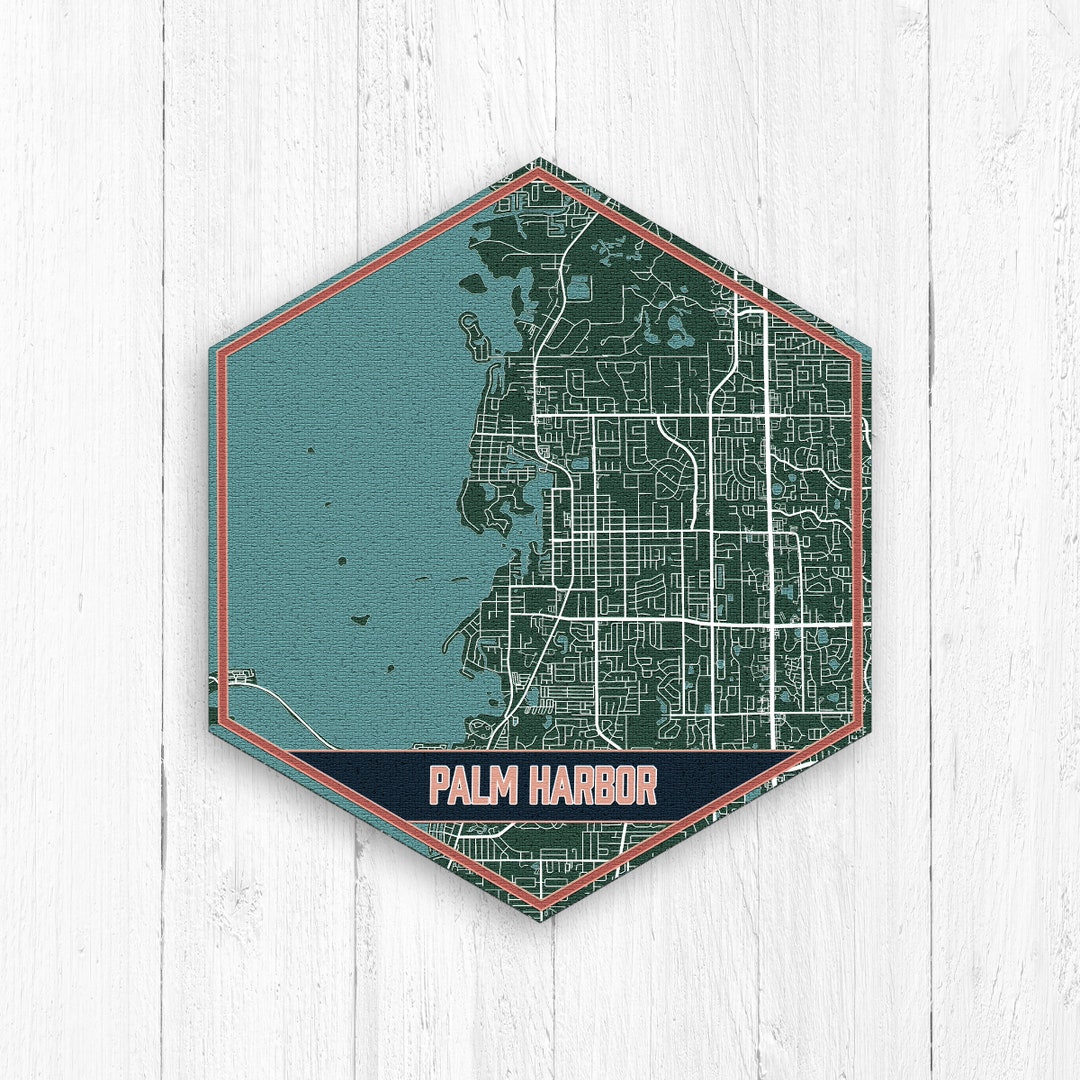 Palm Harbor Florida Hexagon Street Lake Print, Palm Harbor Street Map ...