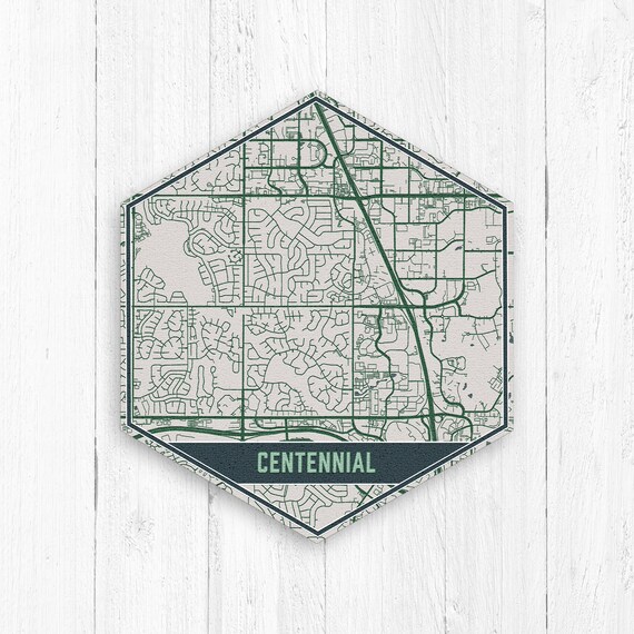 Centennial Colorado Map Hexagon Map Hexagon Canvas Travel | Etsy