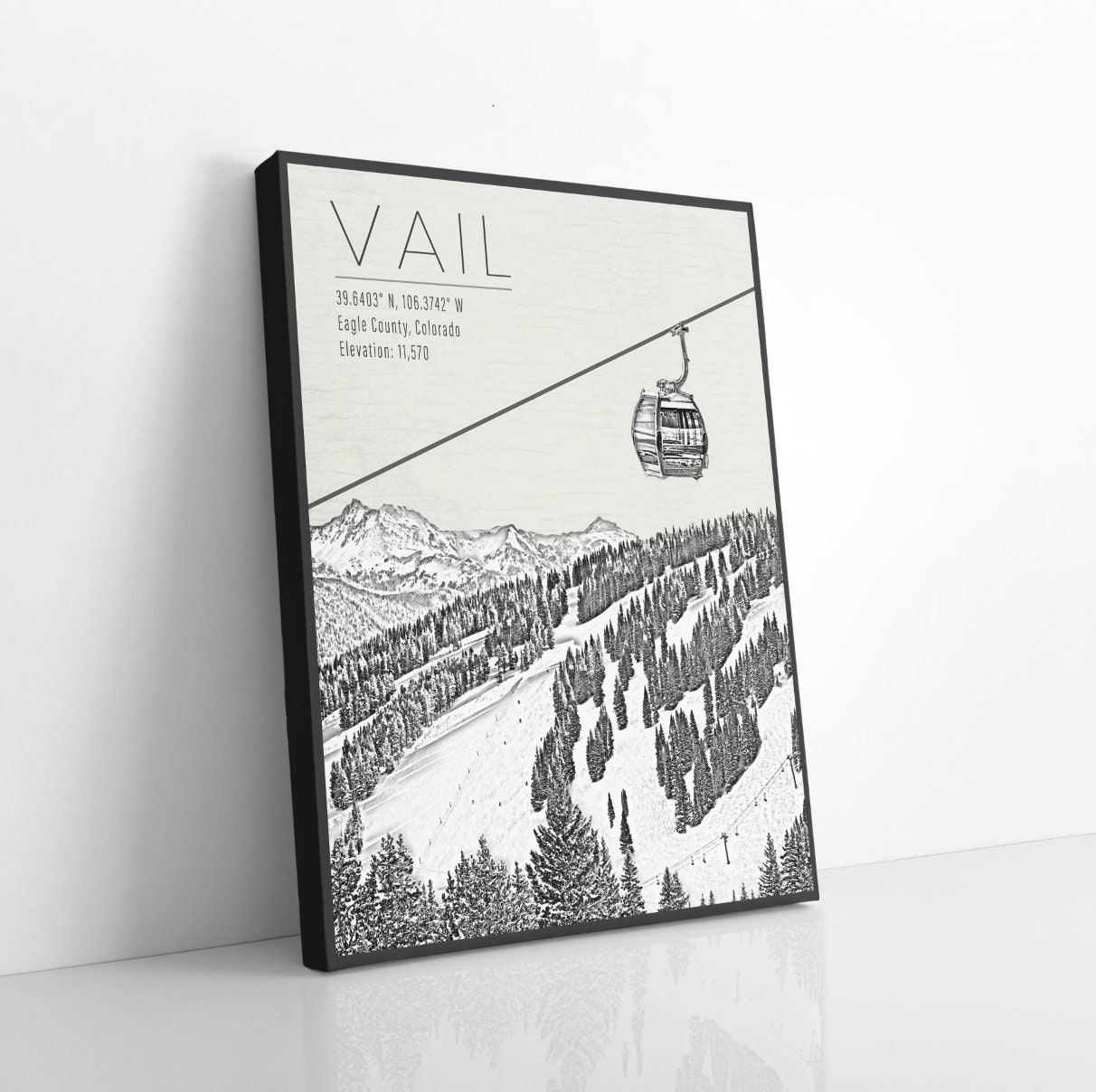 Vail Colorado Ski Resort Illustration Print Hanging Canvas - Etsy