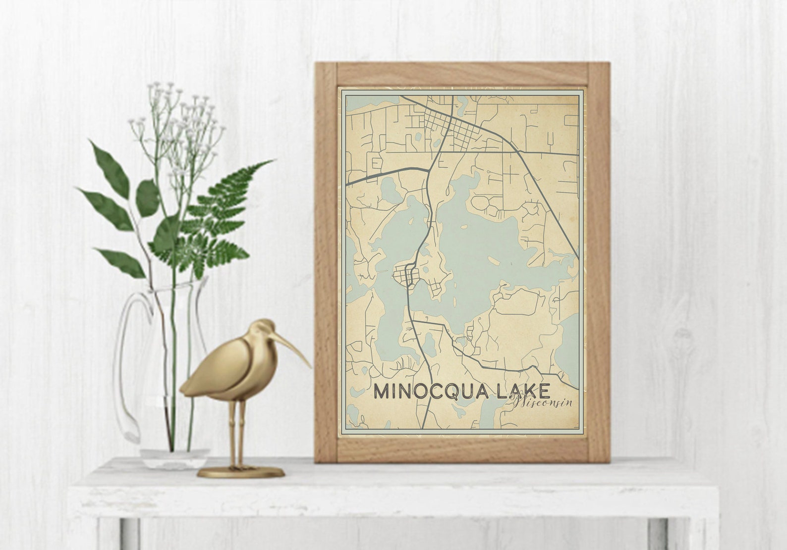 Minocqua Lake Wisconsin Street Map Print Minocqua Lake - Etsy