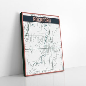 Rockford Michigan Street Map | Hanging Canvas Map of Rockford | Printed ...