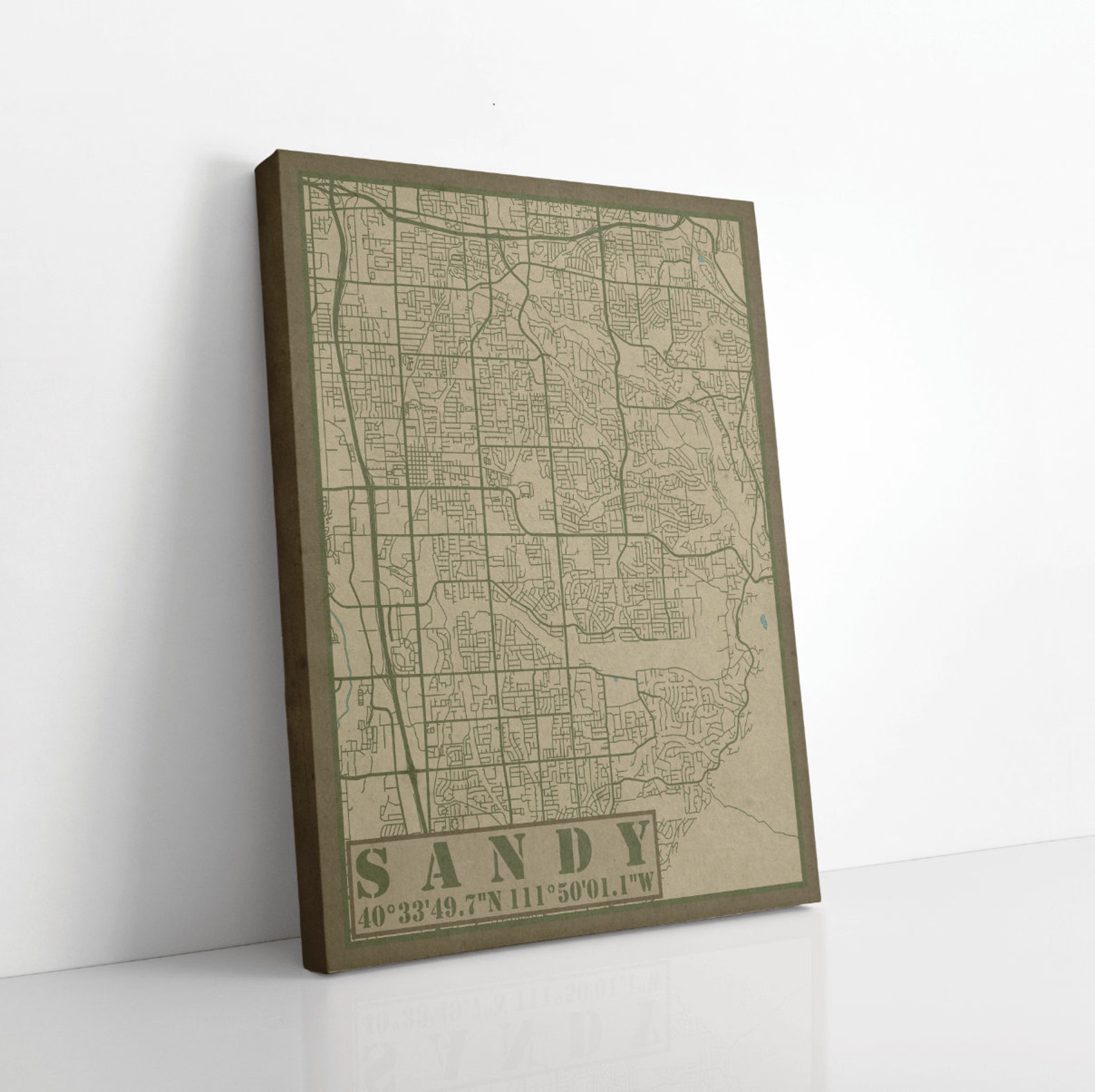 Sandy Utah City Street Map Hanging Canvas Map of Sandy | Etsy