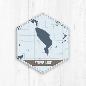 Stump Lake North Dakota Hexagon Lake Map by Printed Marketplace - Etsy