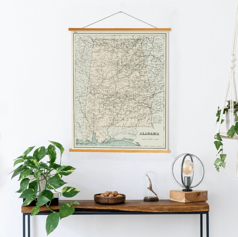 Alabama Antique State Map Print Alabama Canvas Map Art - Etsy