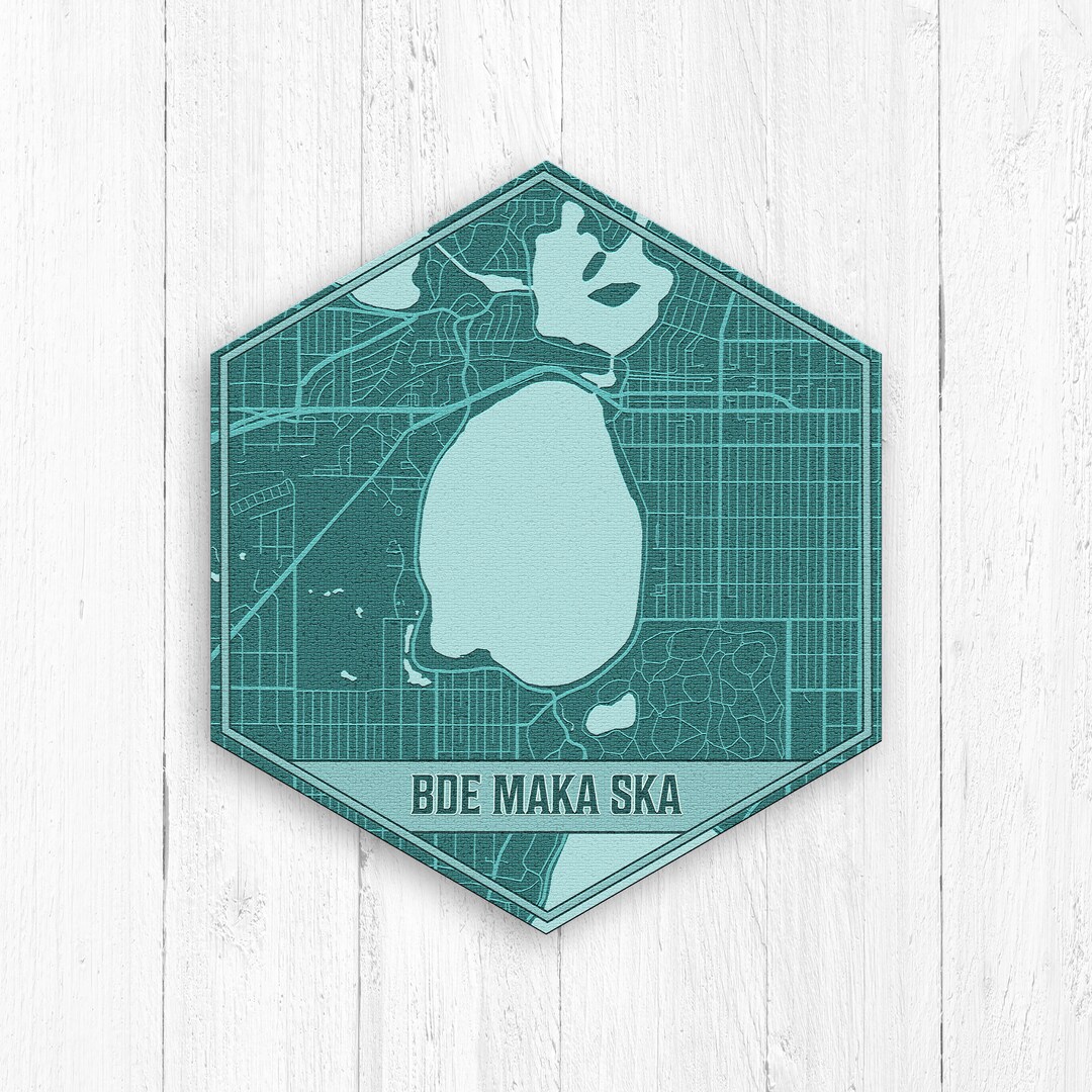 Bde Maka Ska Lake Minnesota Hexagon Print, Bde Maka Ska Canvas, Teal ...