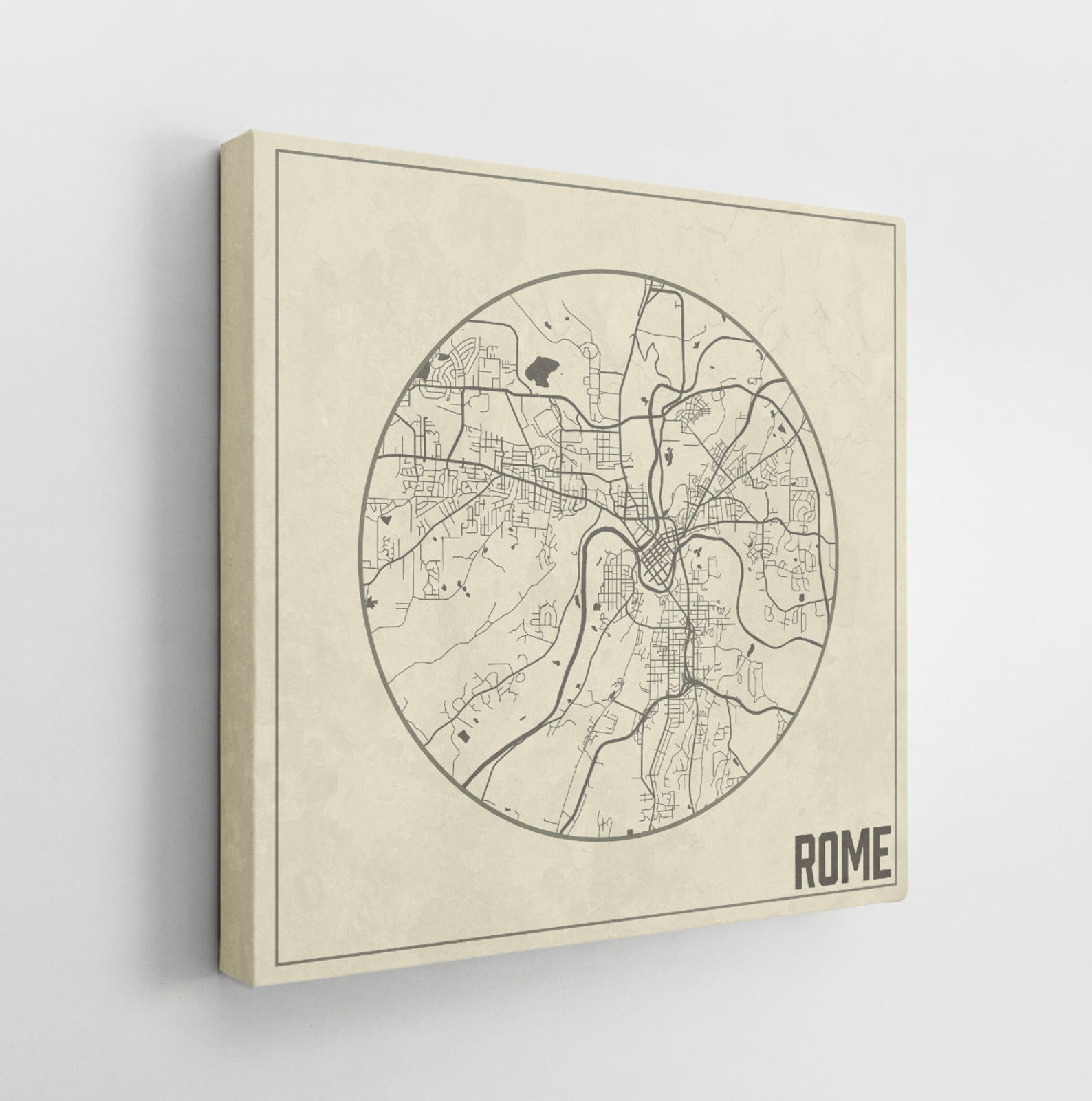 Rome Georgia Weathered Street Map Hanging Canvas Map of Rome | Etsy
