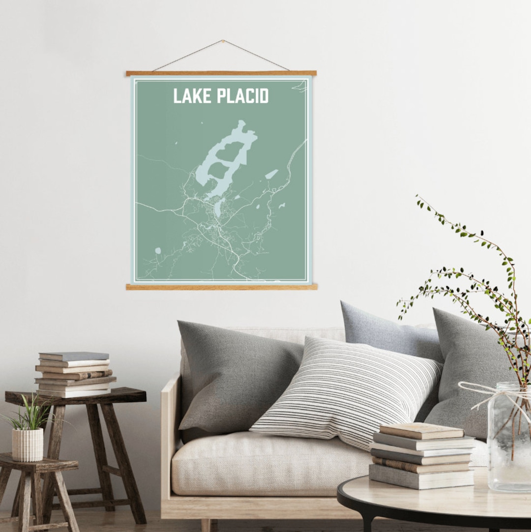 Lake Placid New York Street Map Print | Lake Placid Magnetic Poster ...