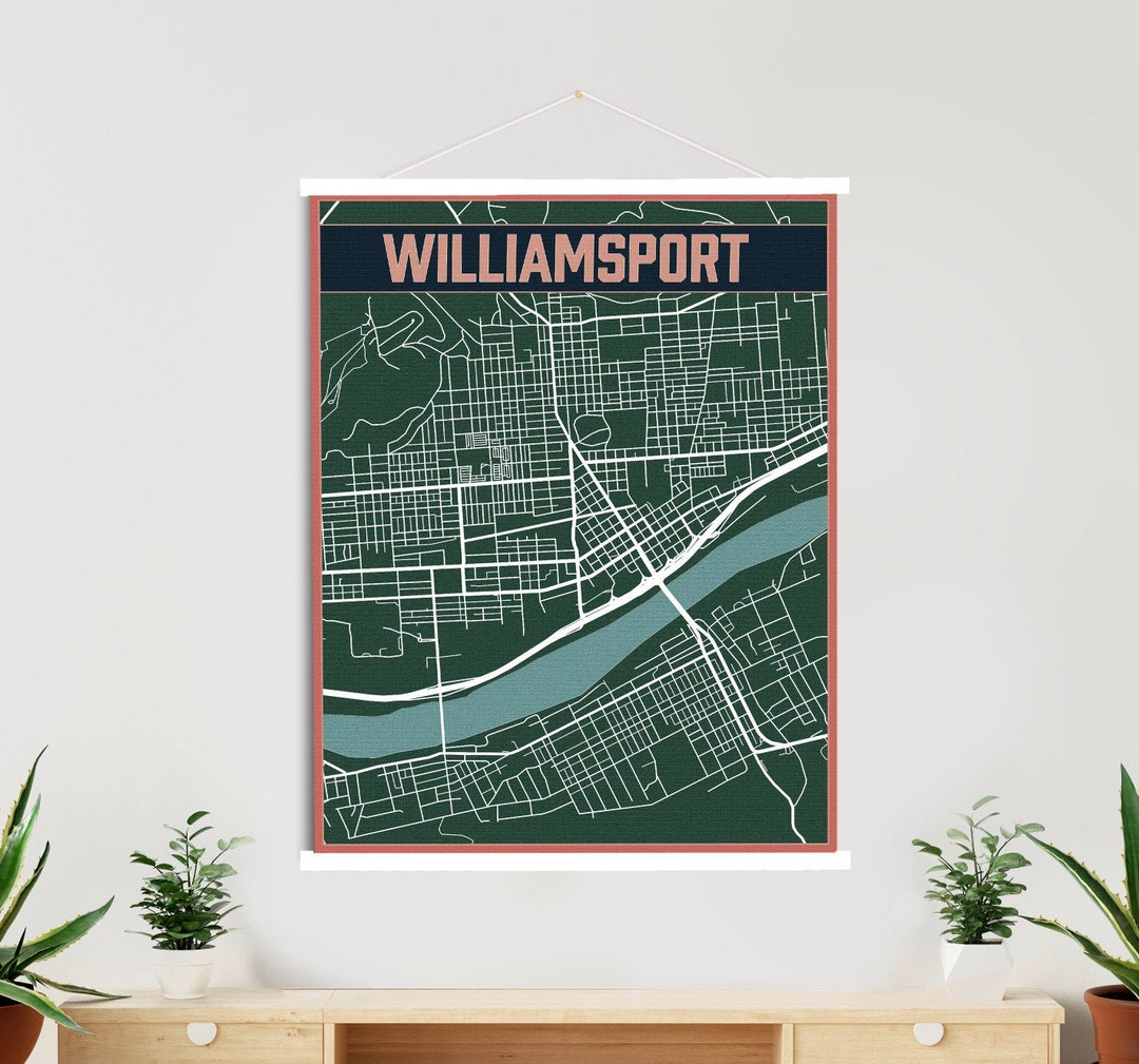 Williamsport Virginia City Street Map | Hanging Canvas Map of ...