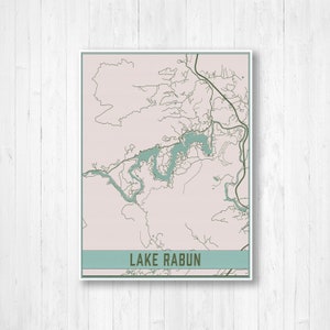 Lake Rabun Georgia Map Print | Lake Rabun Magnetic Poster Frame ...