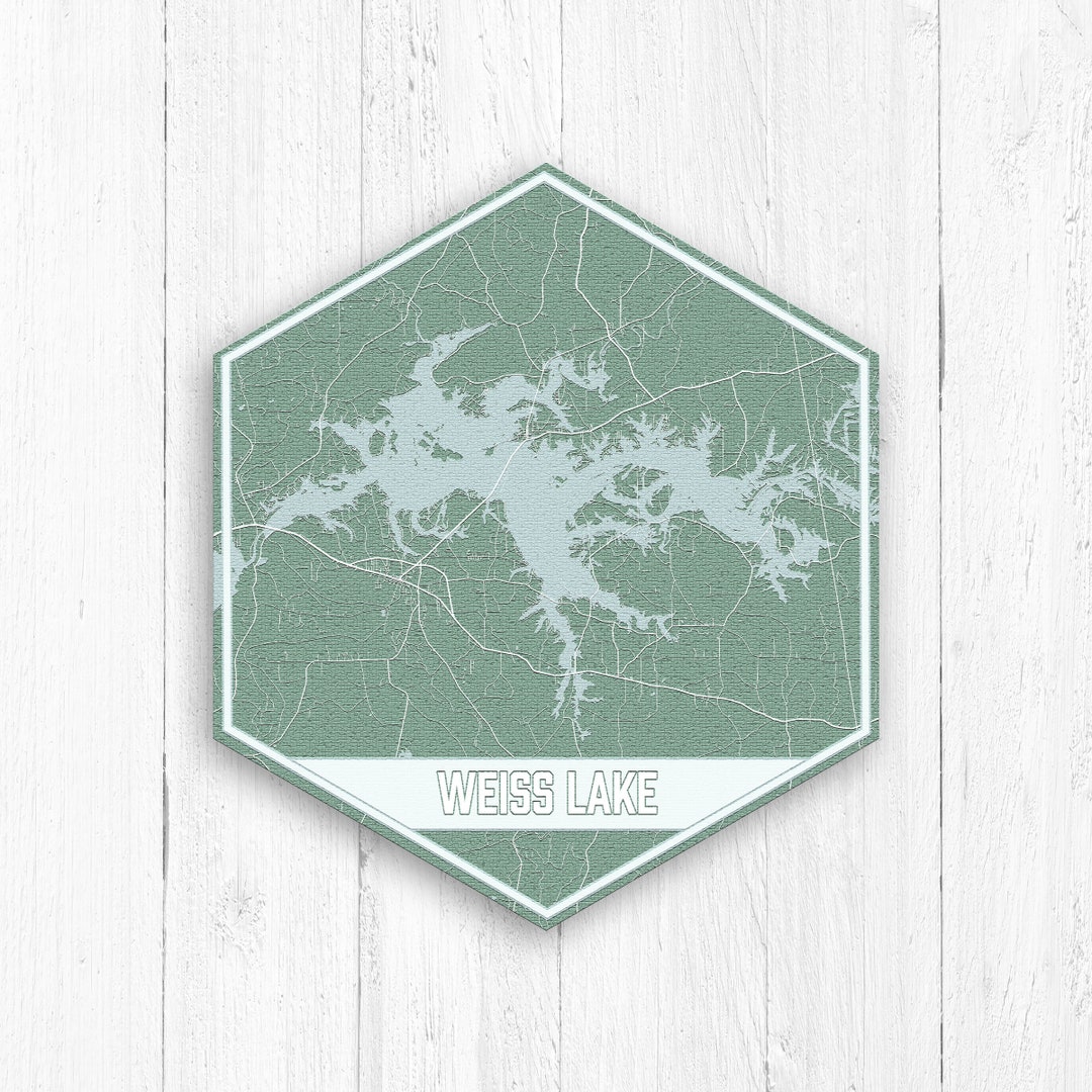 Weiss Lake Alabama Hexagon Lake Map by Printed Marketplace - Etsy