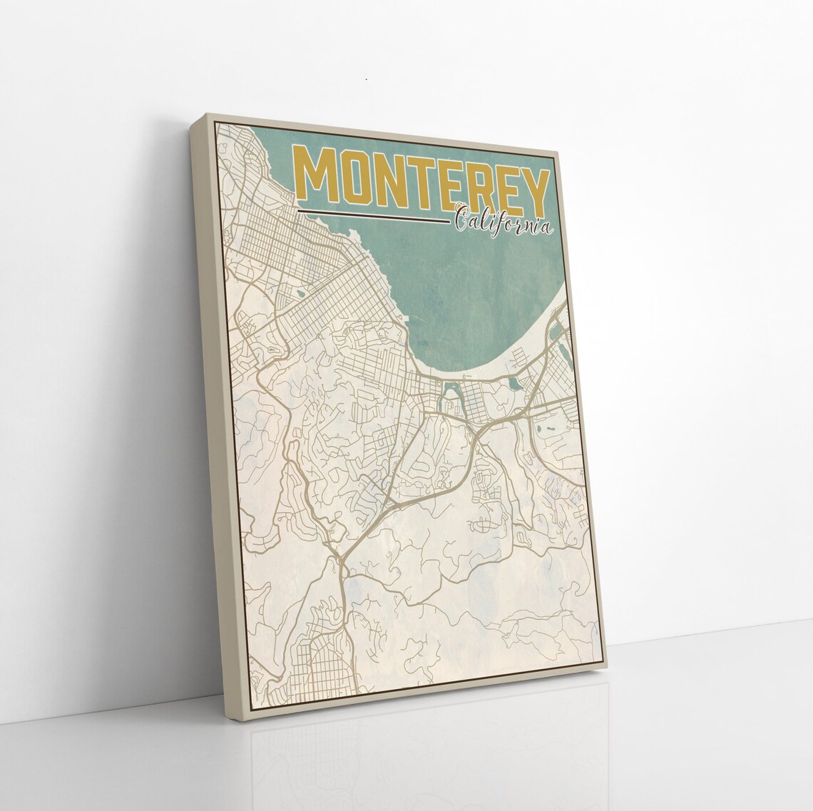 Monterey California Nautical City Street Map | Hanging Canvas Map of ...