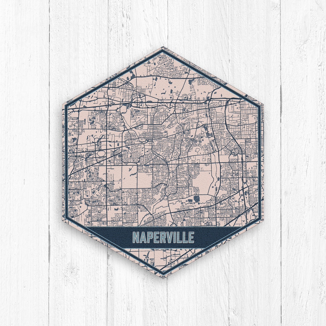 Naperville Illinois Hexagon City Street Print, Naperville Illinois ...