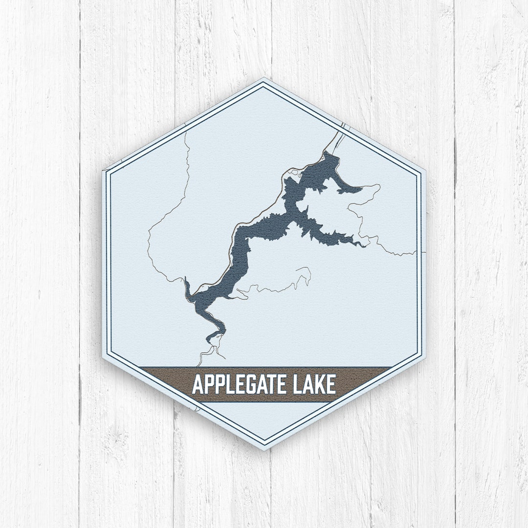 Applegate Lake Oregon Hexagon Lake Map by Printed Marketplace - Etsy