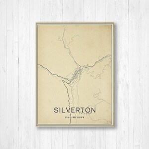 Silverton Colorado Weathered Street Map | Hanging Canvas Map of ...