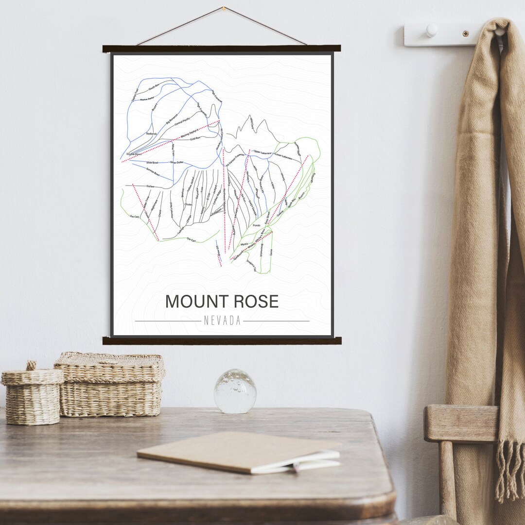 Mount Rose Nevada Ski Run Trail Map | Hanging Canvas of Mount Rose Ski ...