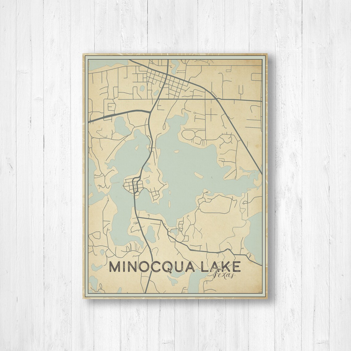 Minocqua Lake Wisconsin Street Map Print Minocqua Lake | Etsy