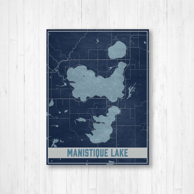 Manistique Lake Michigan Map Print | Manistique Lake Magnetic Poster ...