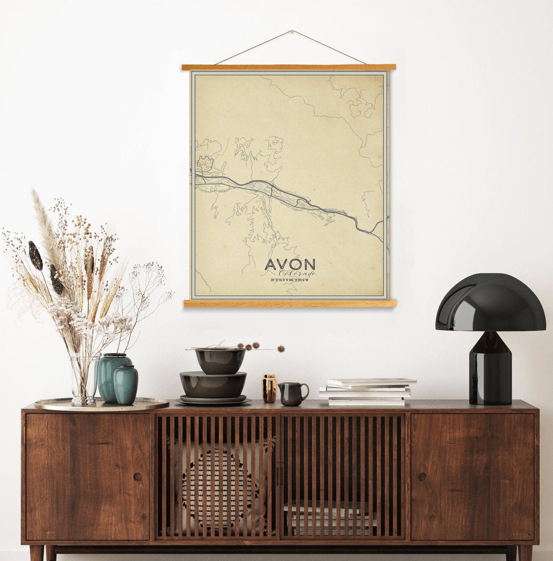 Avon Colorado Weathered Street Map | Hanging Canvas of Avon Colorado ...