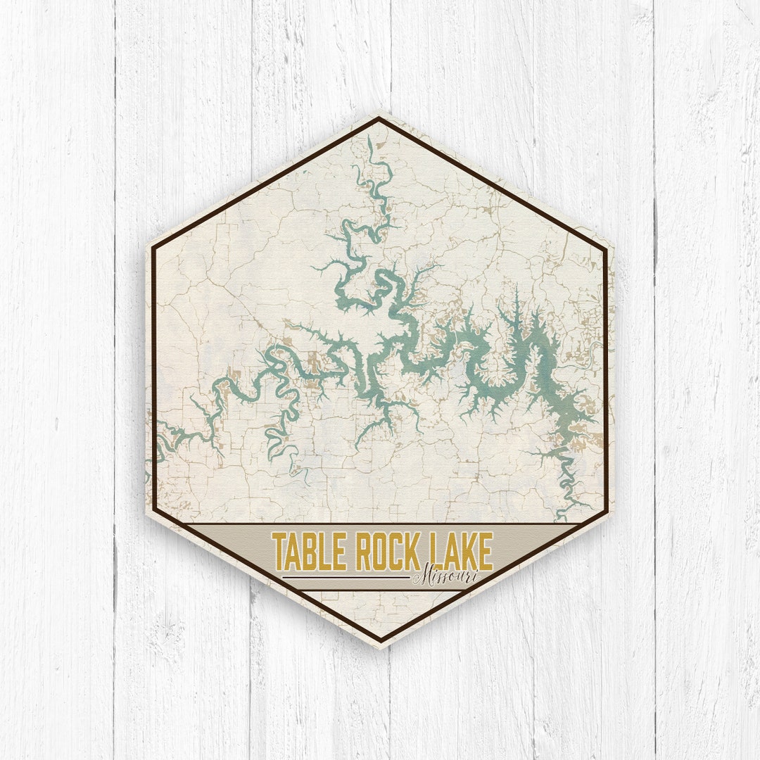 Table Rock Missouri Lake Hexagon Lake Map by Printed Marketplace - Etsy