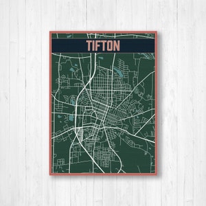 Tifton Georgia Street Map Hanging Canvas Map of Tifton Printed ...