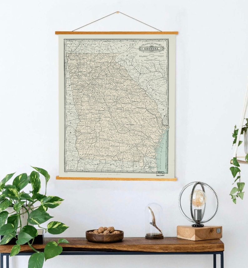 Georgia Antique State Map Print Georgia Canvas Map Art | Etsy