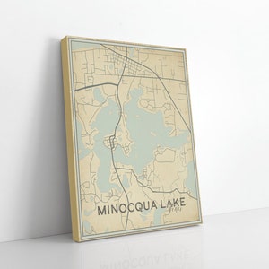 Minocqua Lake Wisconsin Street Map Print Minocqua Lake | Etsy