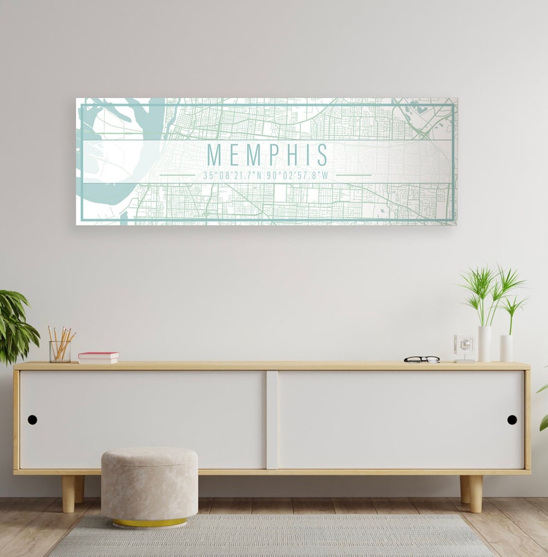 Memphis Tennessee Street Map Sign Hanging Canvas Map of - Etsy