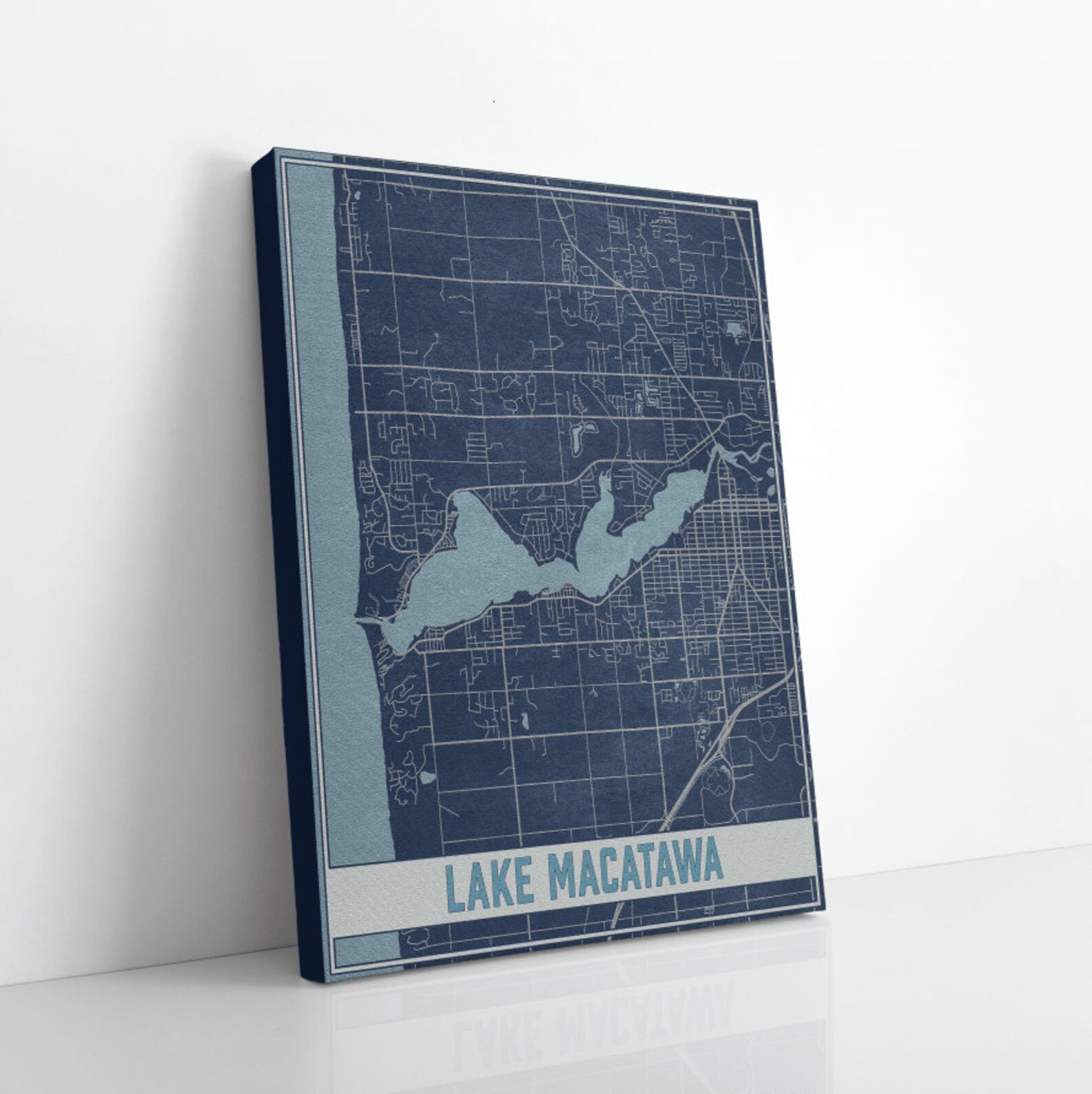 Lake Macatawa Michigan Map Print | Lake Macatawa Magnetic Poster Frame ...