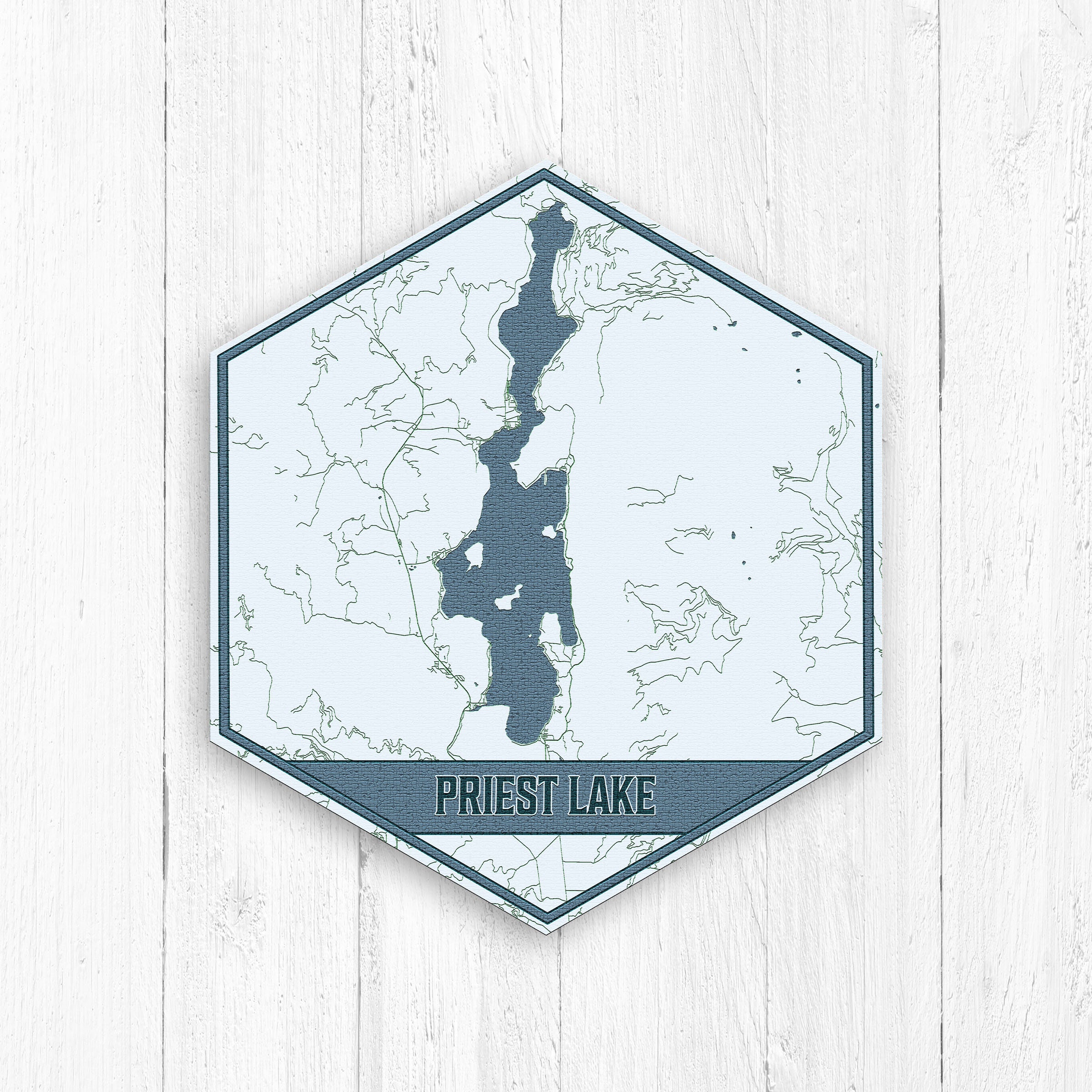 Priest Lake Idaho Print, Priest Lake Canvas, Blue Lake Map, Priest Lake ...